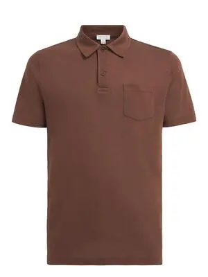 Sunspel Supima Cotton Riviera Polo Shirt - Brown