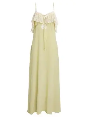 Chloé Silk Lace-trim Maxi Dress - Green