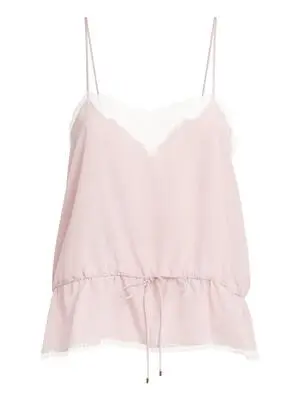 Chloé Silk Lace Trimmed Drawstring Cami - Purple