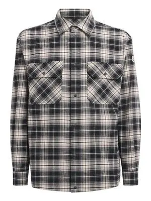 Moncler Cotton Check Zip-up Shirt - Grey
