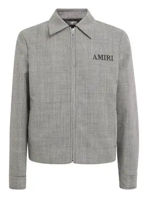 Amiri Houndstooth Zip-up Jacket With Embroidered Logo - Black