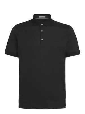 Corneliani Cotton Jersey Polo Shirt - Black