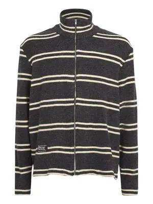 SONG FOR THE MUTE Zip-up Striped Cardigan - Grey