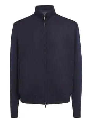 Paul & Shark Virgin Wool-cashmere Hybrid Zip-up Jacket - Blue