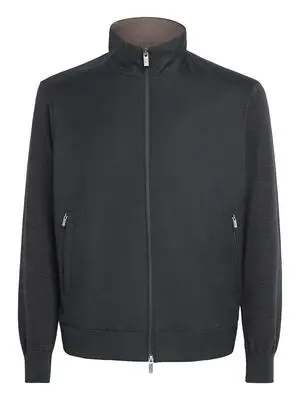 Paul & Shark Virgin Wool Hybrid Zip-up Jacket - Brown