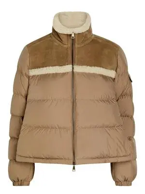 Moncler Aurore Suede Panel Shearling Nylon Jacket - Brown