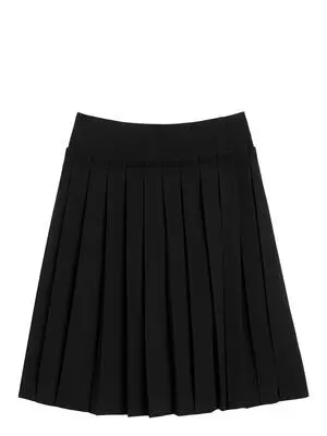 AMI Paris Midi Pleated Wool Skirt - Black