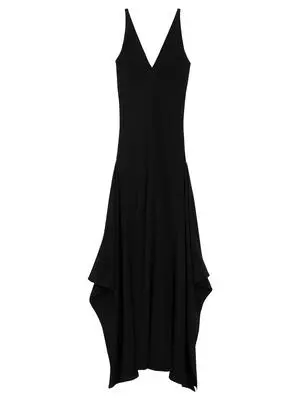 AMI Paris Long Silk-blend Godet Dress - Black