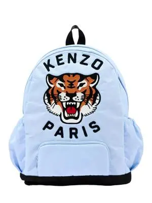 Kenzo Tiger Motif Embroidered Backpack - Light Blue