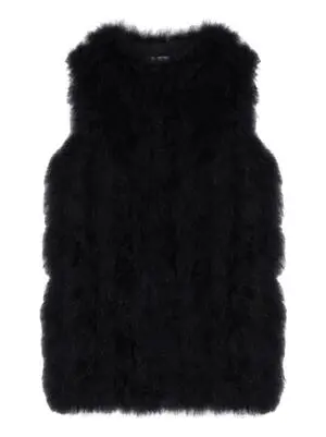 YVES SALOMON Long Feather Gilet - Black