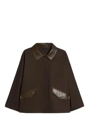 IBLUES A-line Jacket With Embellished Collar - Brown