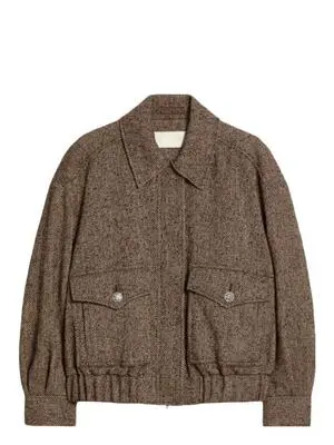 IBLUES Textured Tweed Jacket - Brown