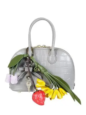 SELF-PORTRAIT Croc-embossed Leather Mini Handbag - Grigio