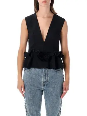 ROTATE BY BIRGER CHRISTENSEN Sleeveless Peplum Top - Nero