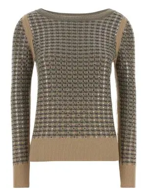 ERMANNO SCERVINO ERMANNO SCERVINO Checked Wool-Cashmere Sweater With Metallic Fibers