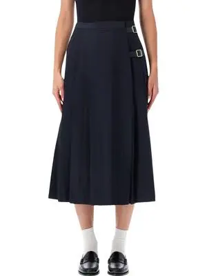 Barbour Pleated Wrap Midi Skirt - Blu