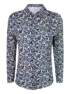 WHYCI Floral Print Long Sleeve Shirt - Blue