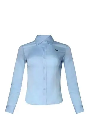 Vetements VETEMENTS Fitted Logo Patch Shirt Blue
