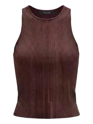TOCCIN Ribbed Racer-Neck Knit Tank