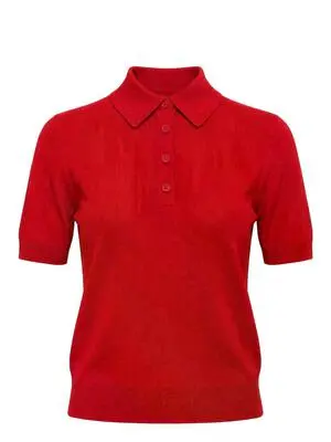 TOCCIN Rue Short-sleeve Cashmere Polo Shirt - Red