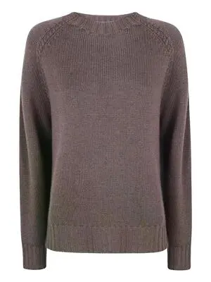 Rossopuro Knitted Raglan Sleeve Sweater - Brown