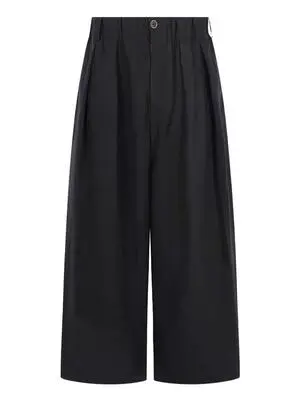 UMA WANG Pleated Cropped Trousers - Black