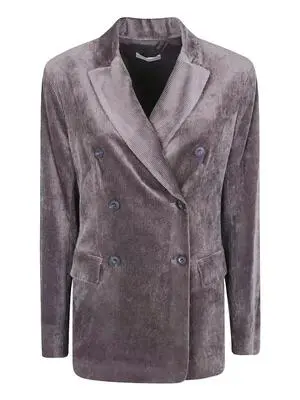 Antonelli Firenze Double-breasted Corduroy Blazer - Grey