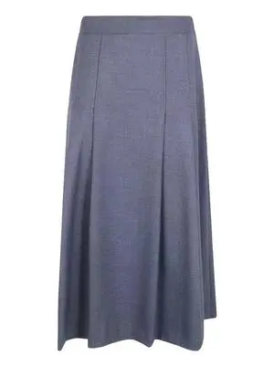 Antonelli Firenze Pleated Wool Midi Skirt - Grey