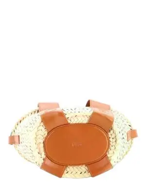 Chloé Sense Basket Tote Raffia With Leather Small Shoulder Bag - Brown