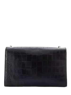 Saint Laurent Classic Monogram Tassel Crocodile Embossed Leather Medium Crossbody Bag - Black