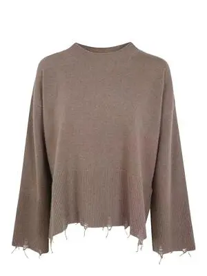 Laboratorio Capri Distressed-effect Ribbed-trim Sweater - Brown