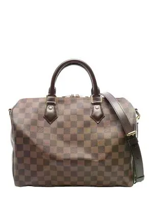 LOUIS VUITTON Louis Vuitton 2015 30 Speedy Bandouliere Damier Ebene Tote Bag Brown