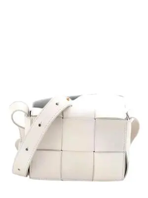 Bottega Veneta Cassette Maxi Intrecciato Leather Candy Cross Body Bag - White