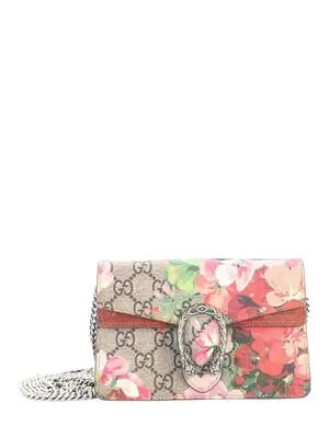Gucci Dionysus Bag Blooms Print Gg Coated Canvas Super Mini Cross Body Bag - Brown