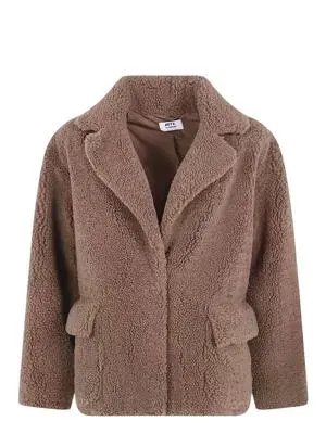 BETTA CORRADI Teddy Texture Notched Lapels Coat - Brown