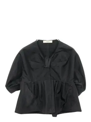 Prada V-neck Bow Detail Blouse - Black