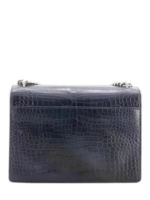 Saint Laurent Sunset Crocodile Embossed Leather Medium Crossbody Bag - Blue