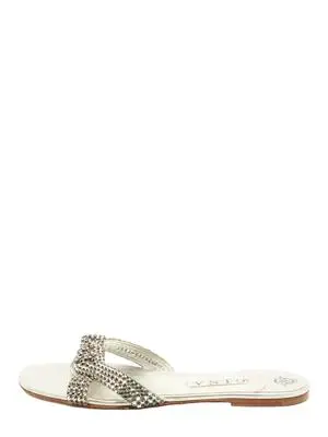 GINA Crystal-embellished Leather Sandals - Silver