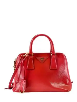 Prada Prada Promenade Vernice Saffiano Leather Small Satchel Pink
