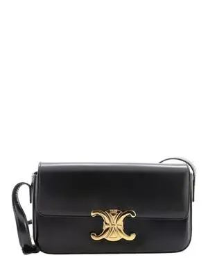 Celine Triomphe East-west Smooth Calfskin Shoulder Bag - Black