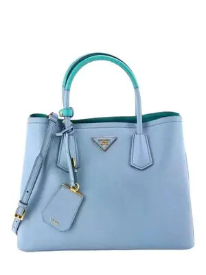 Prada Prada Cuir Double Saffiano Leather Medium Tote Bag Blue