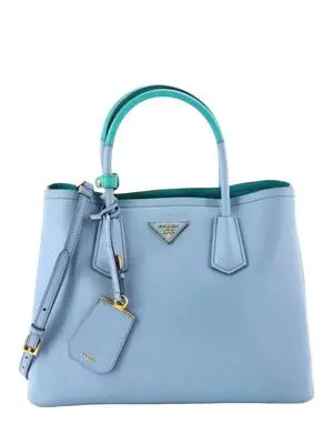 Prada Cuir Double Saffiano Leather Medium Tote Bag - Blue