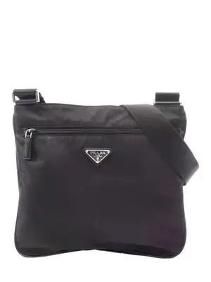 Prada Tessuto Saffiano Cross Body Bag - Black