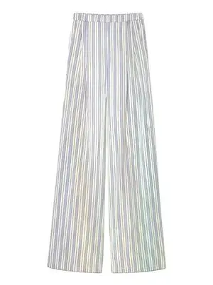 FORTE_FORTE Forte Forte Striped Pleated Wide Leg Trousers White