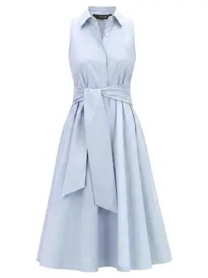 TOCCIN Sleeveless Shirt Midi Dress - Blue