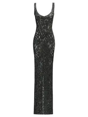 THE NEW ARRIVALS ILKYAZ OZEL Aela Lace Cotton Gown - Black