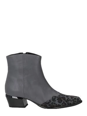 NILA & NILA Leather Ankle Boots With Leopard Print And Pointed Toe - Grey