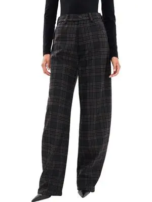 DARKPARK Tartan Barrel Leg Pants - Blue/grey/red