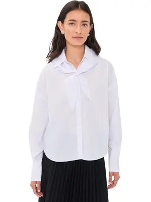 ANOTHER GIRL Boxy Shirt With Neck Scarf - White