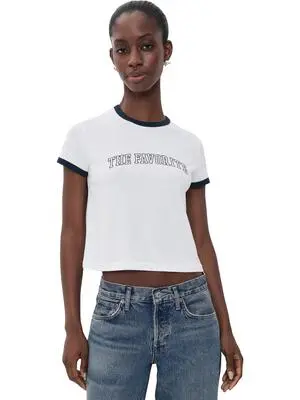 FAVORITE DAUGHTER The Cropped Favorite Tee - White/grey